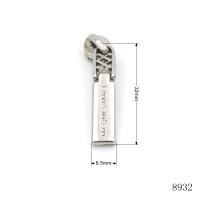 China Custom Embossed Logo Zinc Alloy Zipper Pull, Polished Silver Metal Zipper Slider Puller with Small D Ring, Replacement Zip Tab Hardware for Handbags, Purses, Luggage and Backpack Bag Accessories for sale