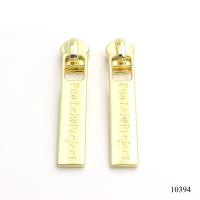 China Custom Embossed Logo Metal Zipper Pulls, Gold Plated Bag Zipper Tags for sale