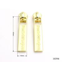 China Custom Embossed Logo Metal Zipper Pulls, Gold Plated Bag Zipper Tags for sale