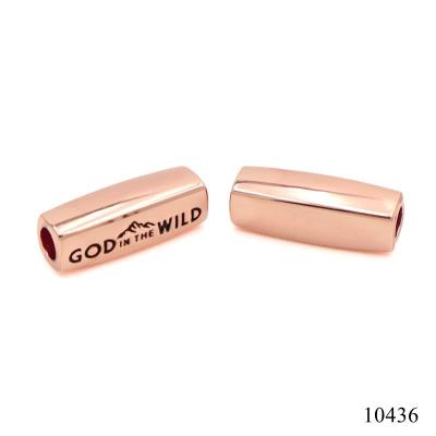 China Engraved Logo Rose Gold Tube Bead Cord Lock for Bag Strap Craft for sale
