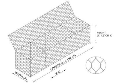 China Galvanized Gabion Basket 2-6m Length with 80x100mm Mesh and 245-265g/m² Zinc Coating for sale