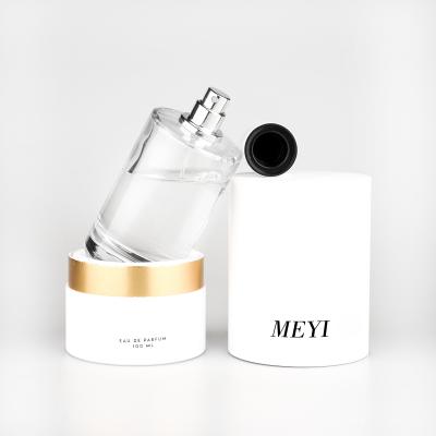 China 100ml Empty Perfume Bottle Round Clear Glass Spray Cosmetic for sale