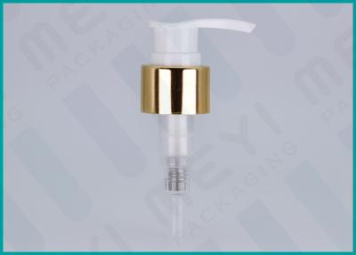 China 24/410 Screw Lock Lotion Pump Dispenser With Shiny Gold Aluminum Collar for sale