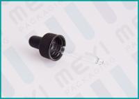 China Black Ribbed PP Plastic Dropper Cap 15/410 For Glass Tube Bottles for sale