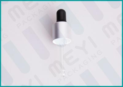 China Matt Silver Aluminum Dropper 15/415 With Black Rubber Teat For Dropper Bottles for sale