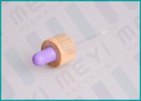 China 18/410 Glass Dropper Bottles Wood Bamboo Dropper With Purple Bulb for sale