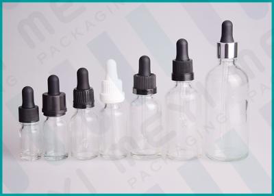 China 5ml 30ml 100ml Transparent Glass Dropper Bottles For Cosmetic Oil / Lotion for sale