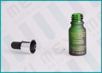 China Green Frosted 10ml Glass Dropper Bottles With Shiny Silver Aluminum Dropper for sale