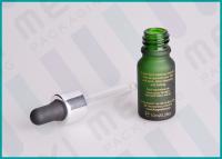 China Green Frosted 10ml Glass Dropper Bottles With Shiny Silver Aluminum Dropper for sale