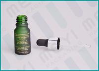 China Green Frosted 10ml Glass Dropper Bottles With Shiny Silver Aluminum Dropper for sale