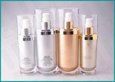 China 70 ML 130 ML Oval Shape Cosmetic Serum Bottle ，Silver / Gold Airless Cosmetic Bottles for sale