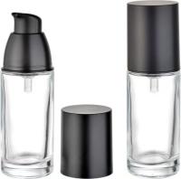 China 0.23 /-0.02ml Output Cosmetic Pump Bottle With Black Pump Cap And 0.25 Ml Pump Dosage for sale