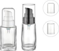 China Transparent Cosmetic Pump Bottle With Glass Base Material Fast Shipping In 7-35 Days for sale