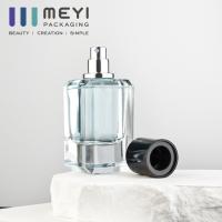 China 30ml Square Clear Glass Perfume Bottle with Black Cap and Pump Sprayer for sale