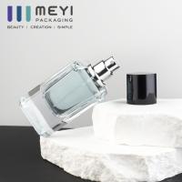 China 30ml Square Clear Glass Perfume Bottle with Black Cap and Pump Sprayer for sale
