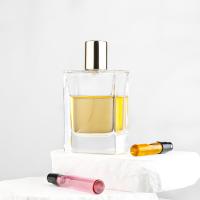 China 50ml Rectangular Glass Perfume Bottle with Magnetic Gold Cap for sale