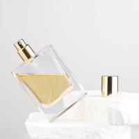 China 50ml Rectangular Glass Perfume Bottle with Magnetic Gold Cap for sale