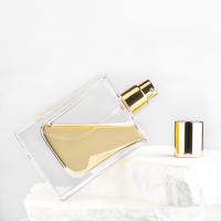 China 50ml Rectangular Glass Perfume Bottle with Magnetic Gold Cap for sale