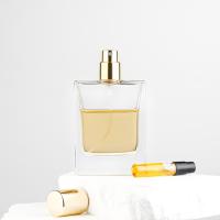 China 50ml Rectangular Glass Perfume Bottle with Magnetic Gold Cap for sale