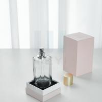 China Luxury 50ml Glass Perfume Bottle with Magnetic Cap Square Box and Screen Printing for sale