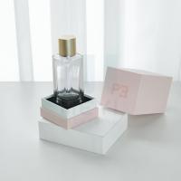 China Luxury 50ml Glass Perfume Bottle with Magnetic Cap Square Box and Screen Printing for sale
