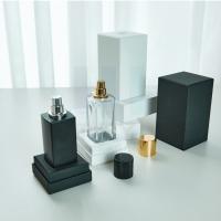 China 50ml Black Glass Perfume Bottle with Magnetic Cap and Black Tube Box for Premium Perfume Packaging for sale