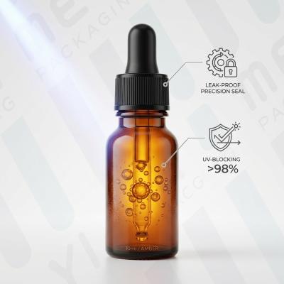 China 10ml Amber Glass Dropper Bottle Leak Proof Cap OEM Custom Color for Essential Oil for sale