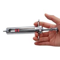 China Copper 10ml Veterinary Metal Syringe Gun 13cm Animal Vaccination for sale
