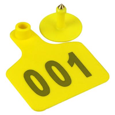 China Veterinary CMYK Cow Ear Tags Plastic 74mm Farm Copper Head Livestock for sale