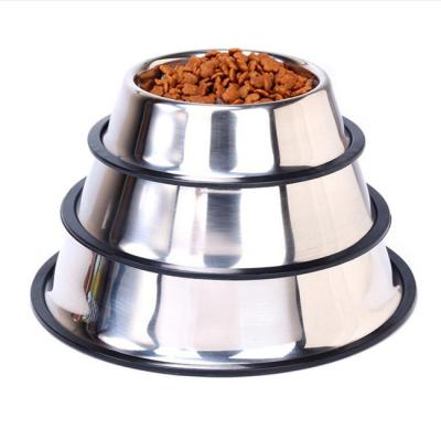 China 1000ml Non Slip Stainless Steel Dog Bowls Pet 5.5cm Sliver Metal for sale