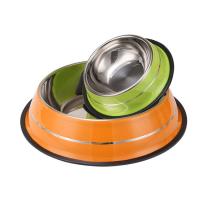 China Anti Skid 2500ml Rubber Dog Food Bowl Pet Stainless Steel for sale