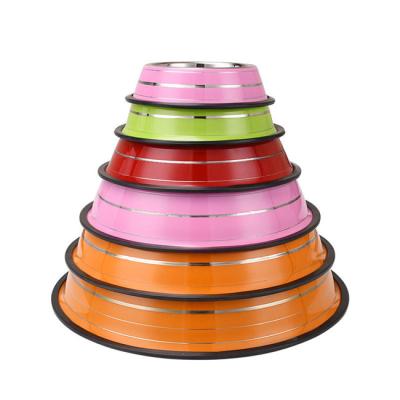 China Anti Skid 2500ml Rubber Dog Food Bowl Pet Stainless Steel for sale