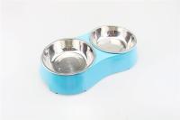 China Double SUS304 Raised Dog Water Bowl Cats Elevated 16oz for sale