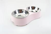 China Double SUS304 Raised Dog Water Bowl Cats Elevated 16oz for sale