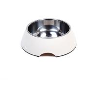 China Round 14cm Rubber Bottom Dog Bowl Silicone 4.5cm Stainless Steel for sale