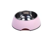 China Round 14cm Rubber Bottom Dog Bowl Silicone 4.5cm Stainless Steel for sale