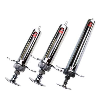 China Poultry 30ml Reusable Metal Syringe 15CM Animal Injection Syringe for sale