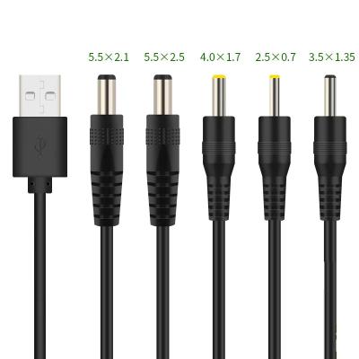 China 3A 5V Usb To Dc Cable 5525 5521 4017 35135 2507 Connector 2464 22awg Wire Dc Plug Extension Power Cable for sale