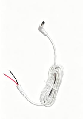 China White Braided 90° Elbow DC Male Power Cable (Red & Black Bare Wire End) for sale