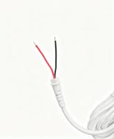 China White Braided 90° Elbow DC Male Power Cable (Red & Black Bare Wire End) for sale