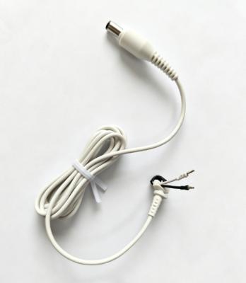 China 5.5*2.1/2.5mm DC Power Pigtail Cable, White Male Plug To Pre-Crimped Terminals for sale