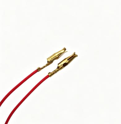 China Brass Crimp Terminal Wire, Single-End Crimped, Red Pre-Stripped & Tinned Lead for sale
