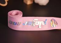 China 30mm Elastic Webbing Band with Printed Shiny TPU Logo for Garments Trousers for sale
