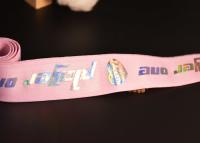 China 30mm Elastic Webbing Band with Printed Shiny TPU Logo for Garments Trousers for sale