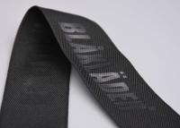 China Garment Custom Logo Polyester Webbing Straps Embossed 35mm Black for sale