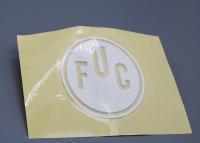 China Custom Silicone Heat Transfer Labels with White Cut Out Logo for Clothing 155°C for sale