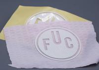 China Custom Silicone Heat Transfer Labels with White Cut Out Logo for Clothing 155°C for sale