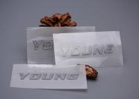 China Custom Silicone Heat Transfer Labels for Clothing Molded Printed 1x6.5cm Eco Friendly Washable for sale