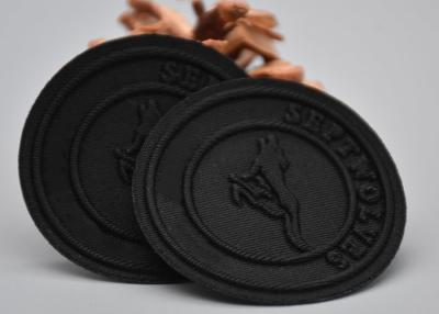 China Custom Woven Fabric Heat Transfer Labels Embossed Logo 145-155C for Clothing for sale