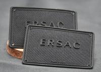 China Custom Twill Woven Fabric Heat Transfer Labels with Printed Silicone Logos 145-155C for sale